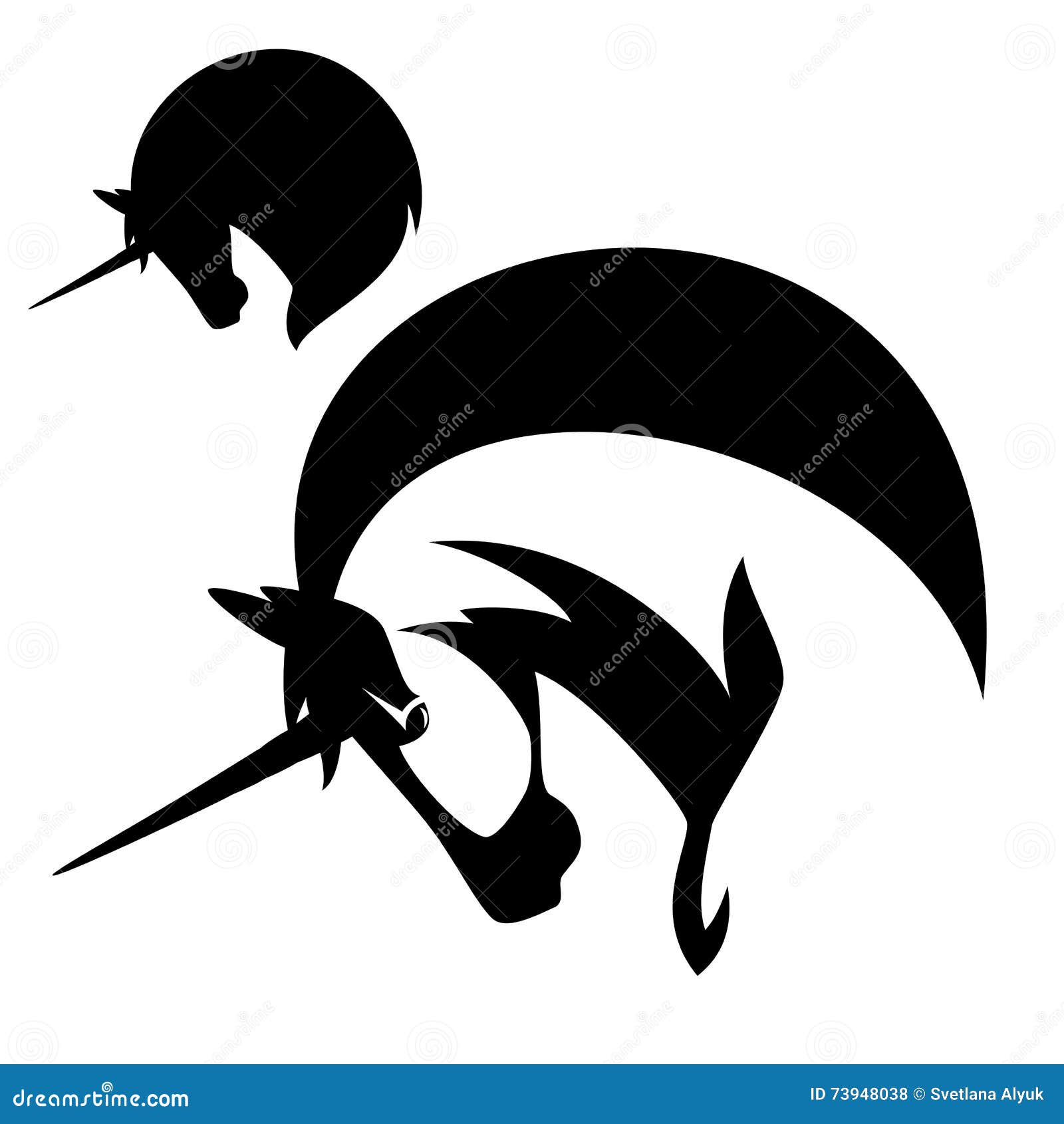 Unicorn Head Profile Design Stock Vector - Illustration of isolated ...
