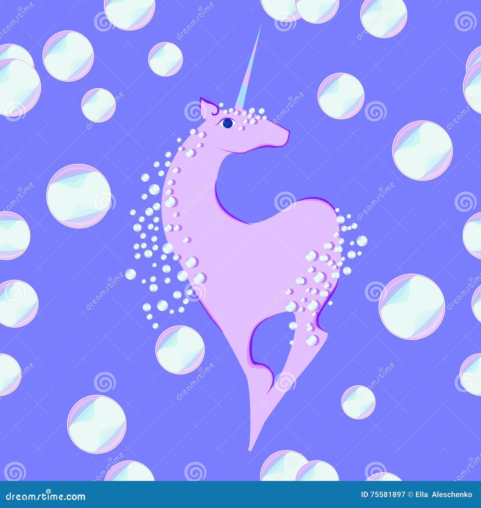 Unicorn with the Mane and Tail of Bubbles Stock Illustration ...