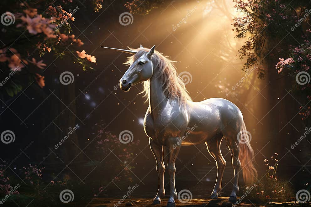 Unicorn, a Mythical Creature, Hoofed Animal, a Horse, with One Large ... Unicorn, a Mythical Creature, Hoofed Animal, a Horse, with One Large ...