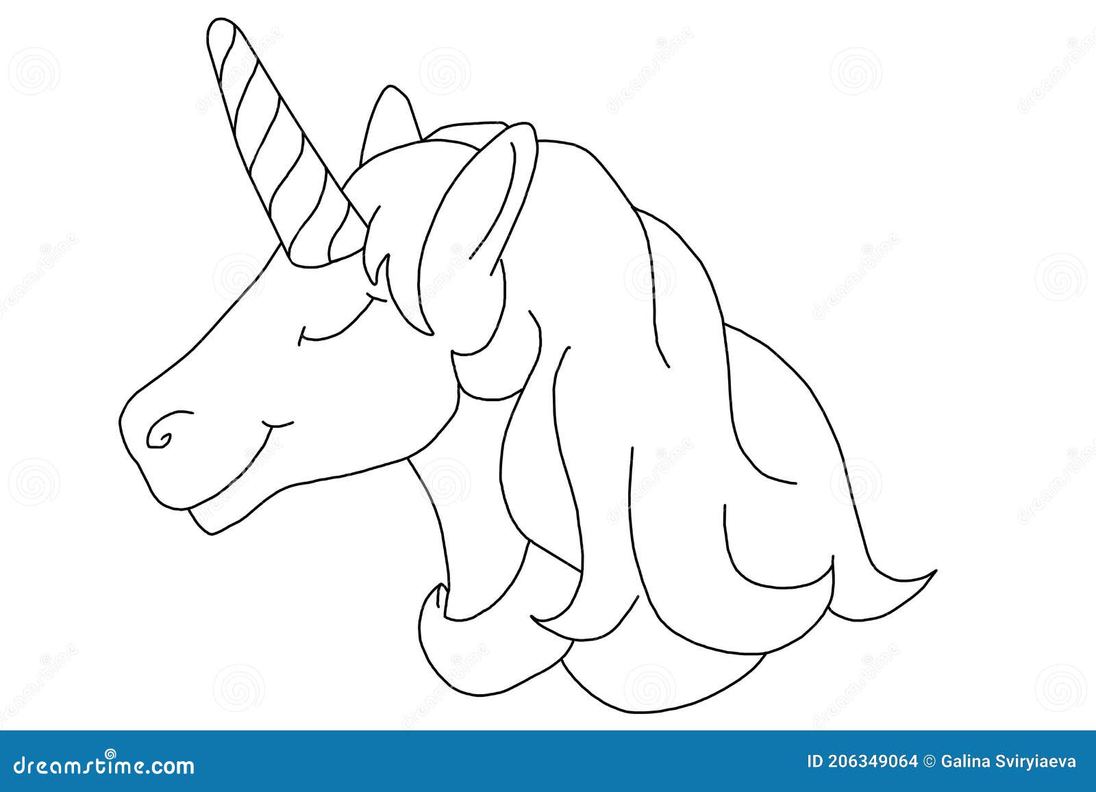 Unicorn Outline Coloring Page Drawing For Kids Royalty-Free Stock Image ...