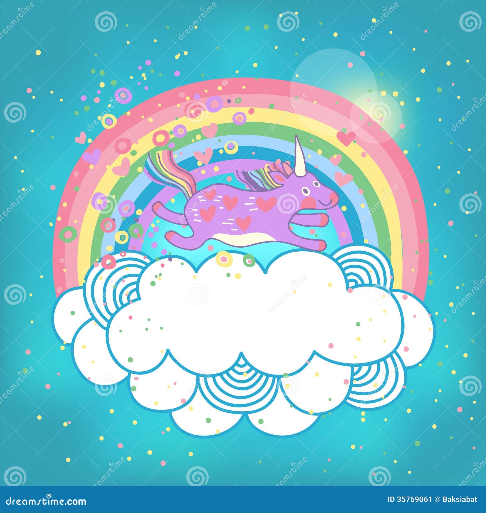 Unicorn Rainbow in the Clouds Stock Vector - Illustration of flying ...