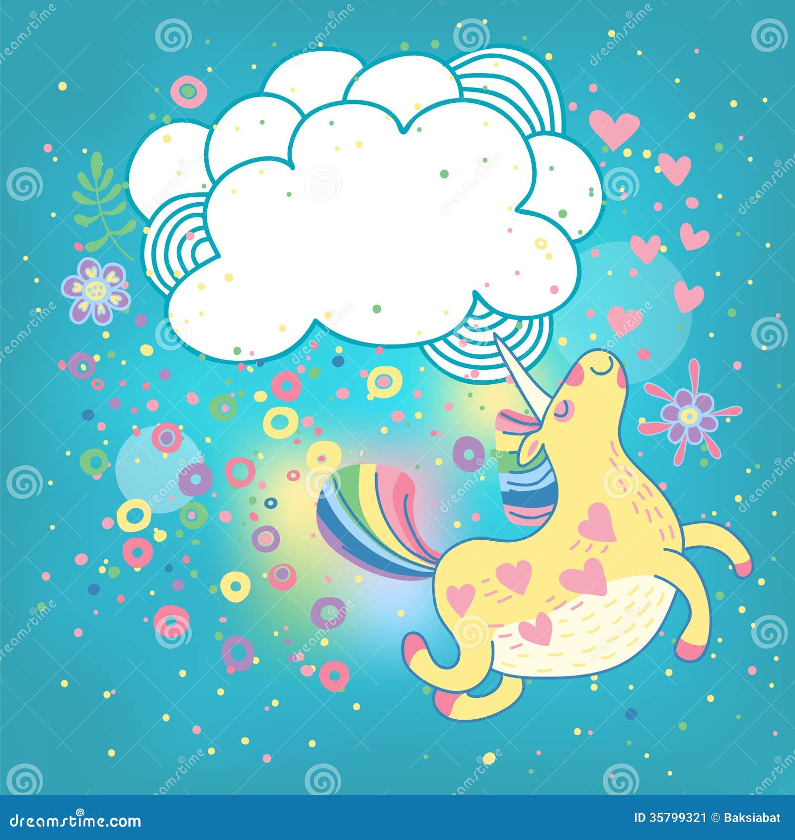 Unicorn Rainbow in the Clouds Stock Vector - Illustration of baby ...