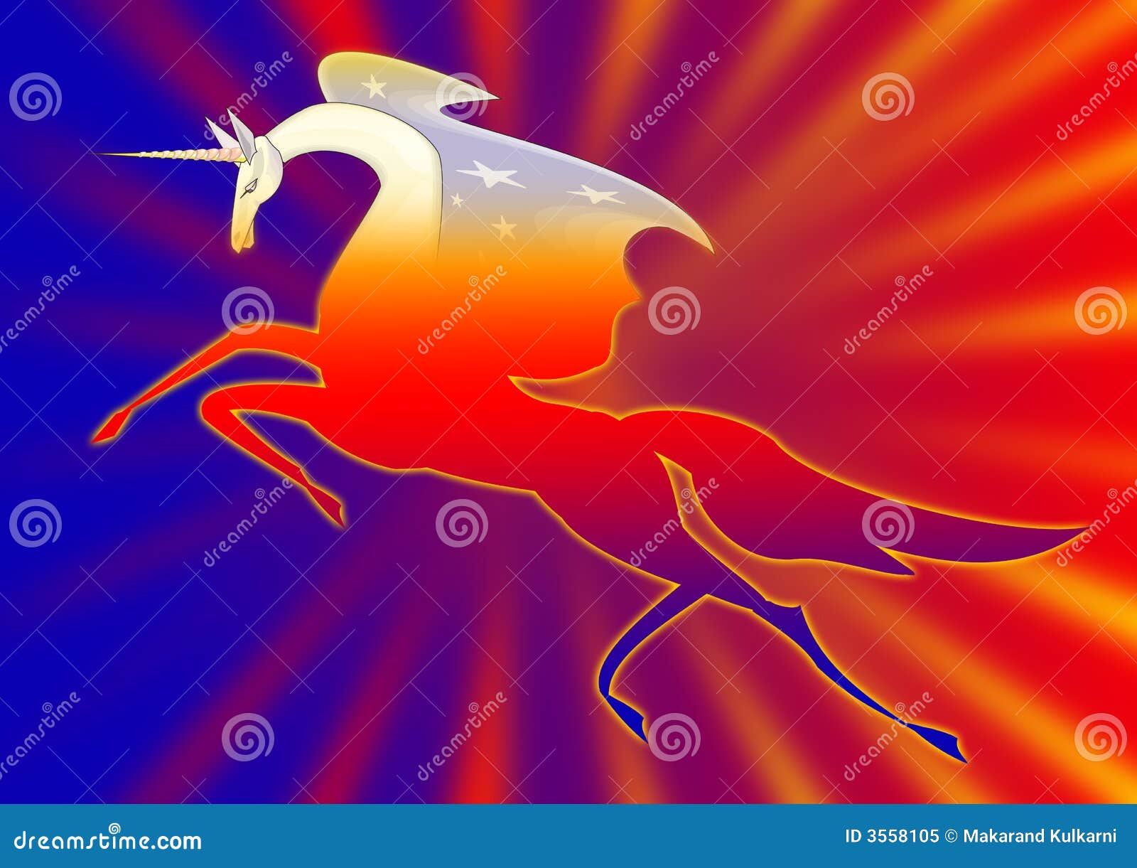 Unicorn in red stock illustration. Illustration of hooves - 3558105