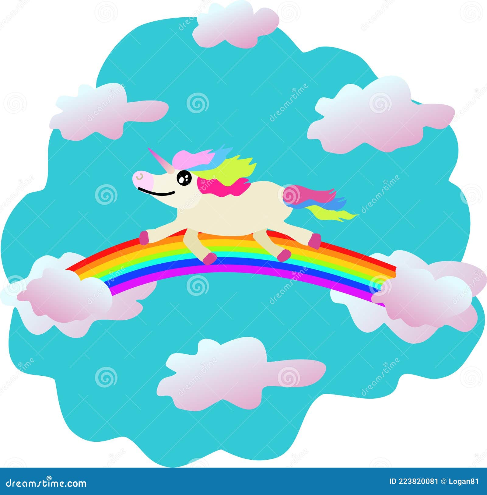 Unicorn Ride Rainbow in the Sky Stock Vector - Illustration of ...