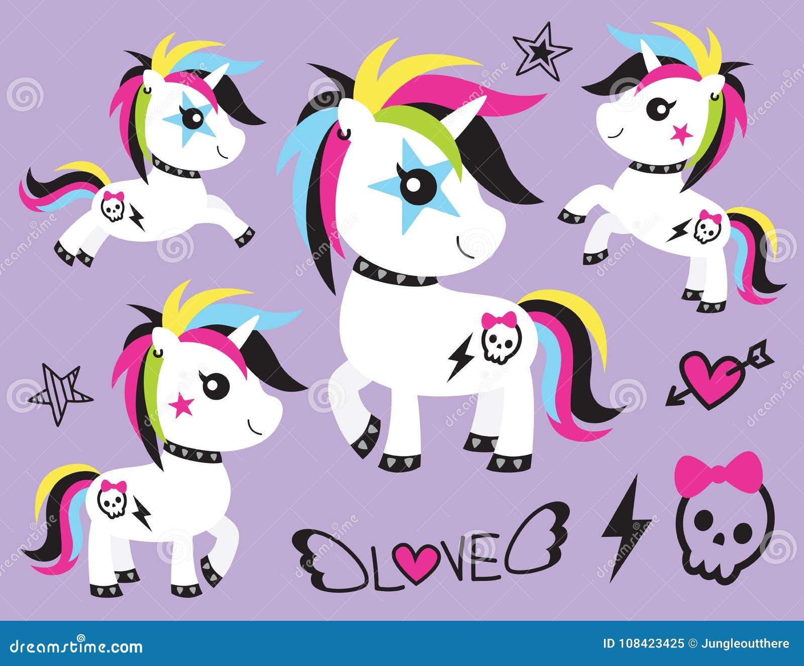 Unicorn Rocker Vector Illustration Punky Ilustración del Vector ...