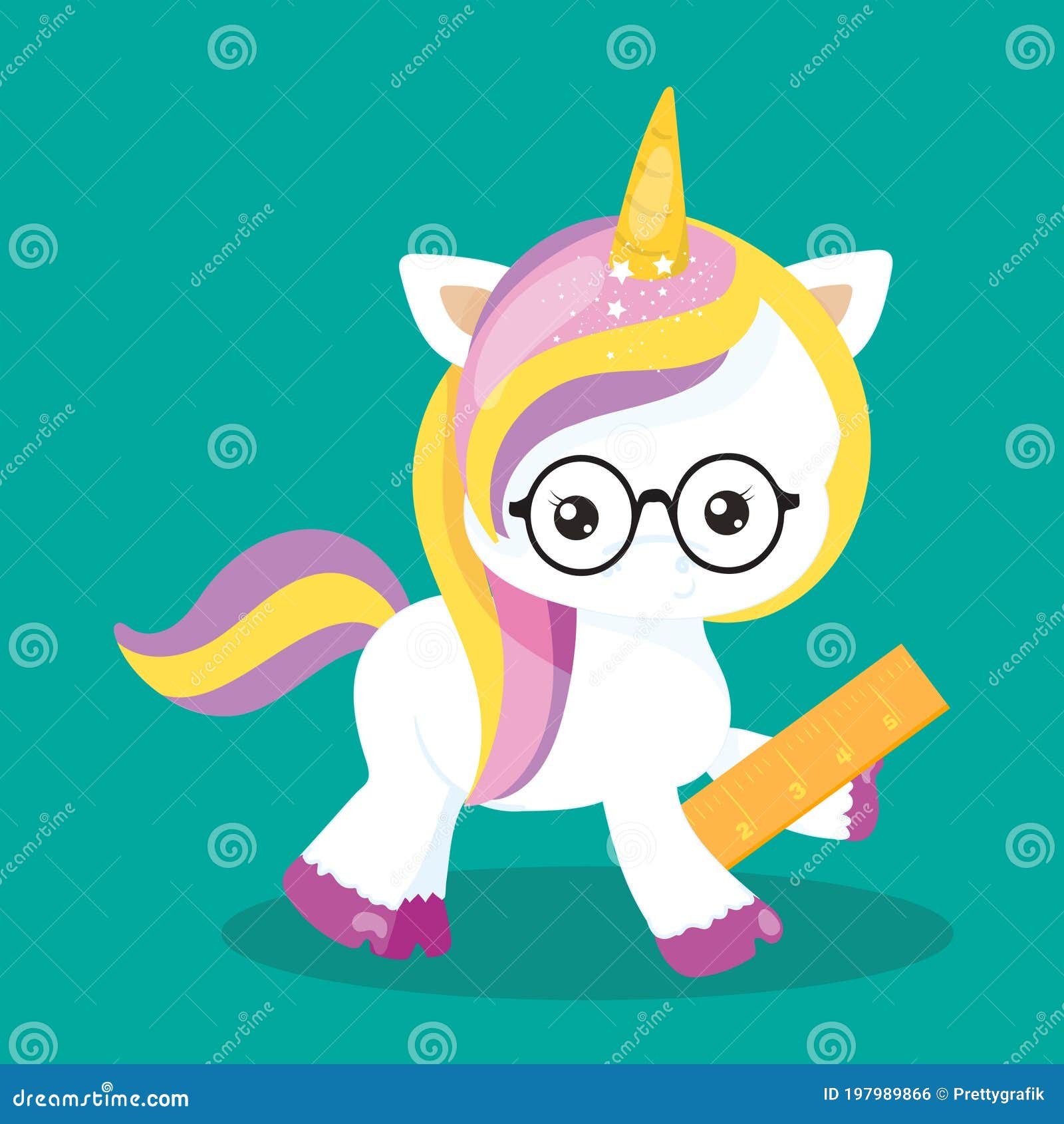 Unicorn School with Ruler 01 Stock Vector - Illustration of graphic ...