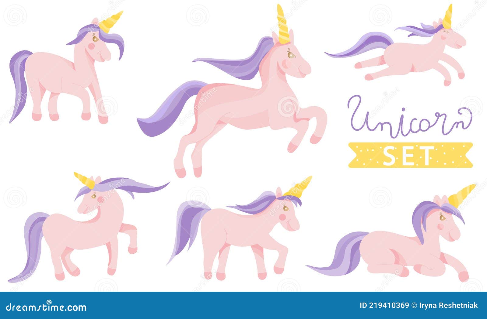 Vector Set of Different Cute Unicorns. Stock Vector - Illustration of ...