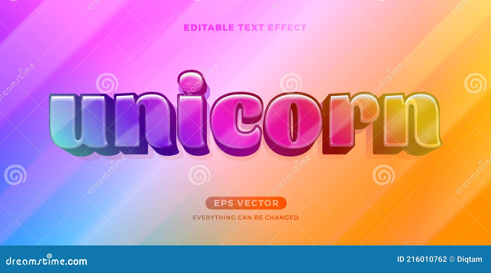 Unicorn Text Isolated On Pastel Colors Panting Background. Vector ...