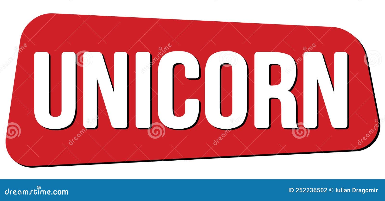 UNICORN Text on Red Trapeze Stamp Sign Stock Illustration ...