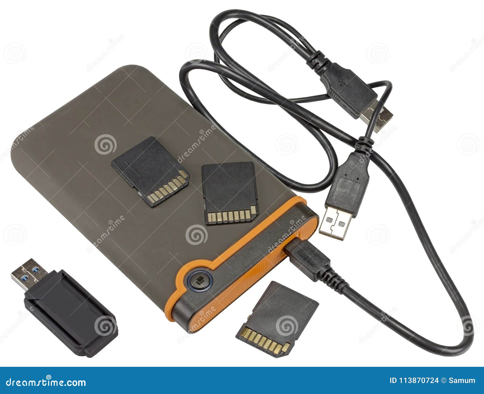 Unidad De Disco Duro Externa Y Flash Del Usb En Blanco Foto de archivo ...