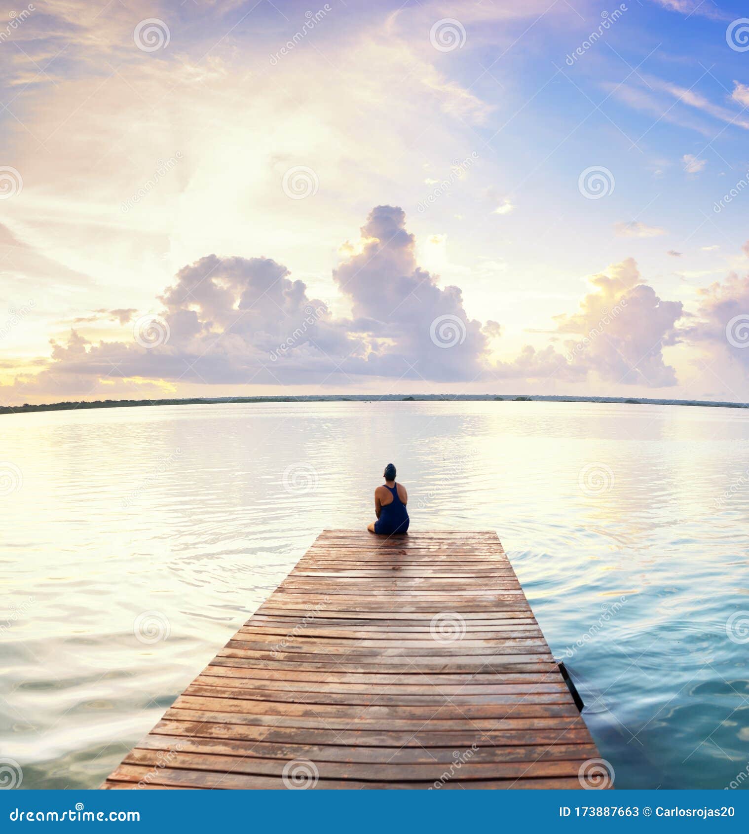 Unidentifiable Woman Sitting at Dock Stock Image - Image of lifestyle ...