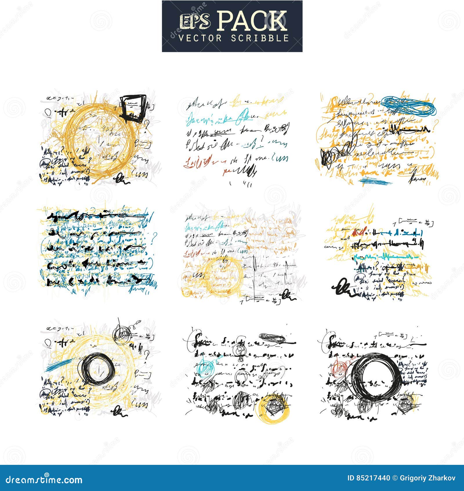 Unidentified Abstract Handwriting Scribble Text Art Drawing Pack. Stock ...