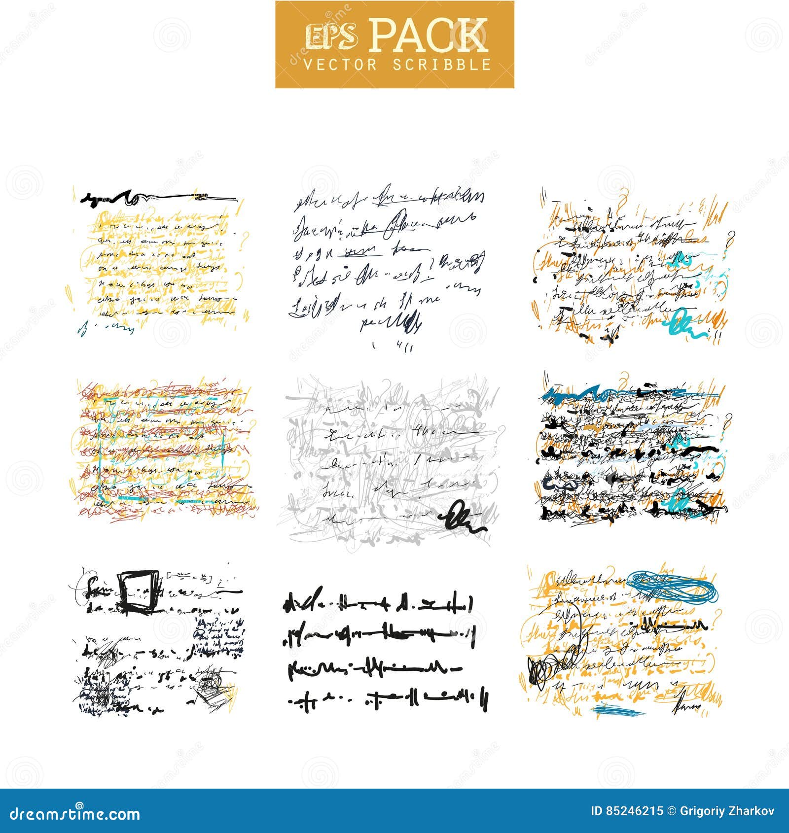 Unidentified Abstract Handwriting Scribble Text Art Drawing Pack. Stock ...