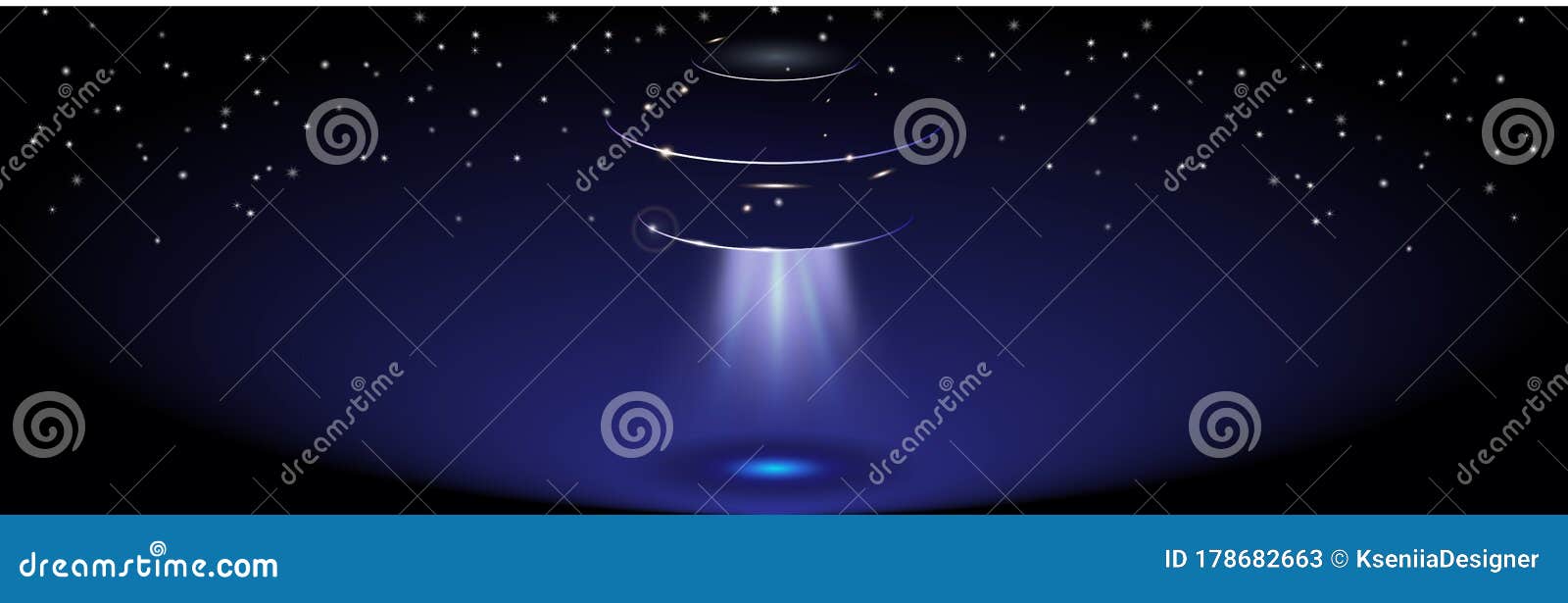 Unidentified Flying Object in the Sky. Space Ship with Transparent Blue ...