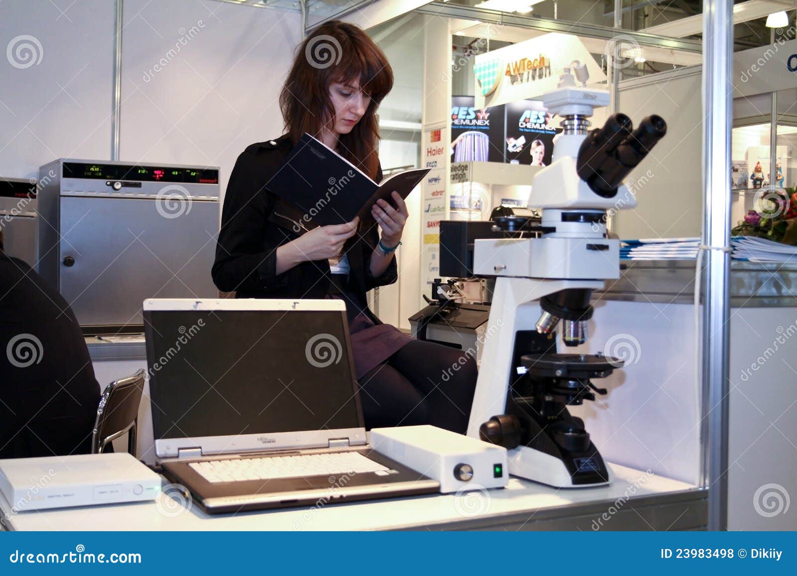 Unidentified Girl Reading Instruction Microscope Editorial Stock Photo ...