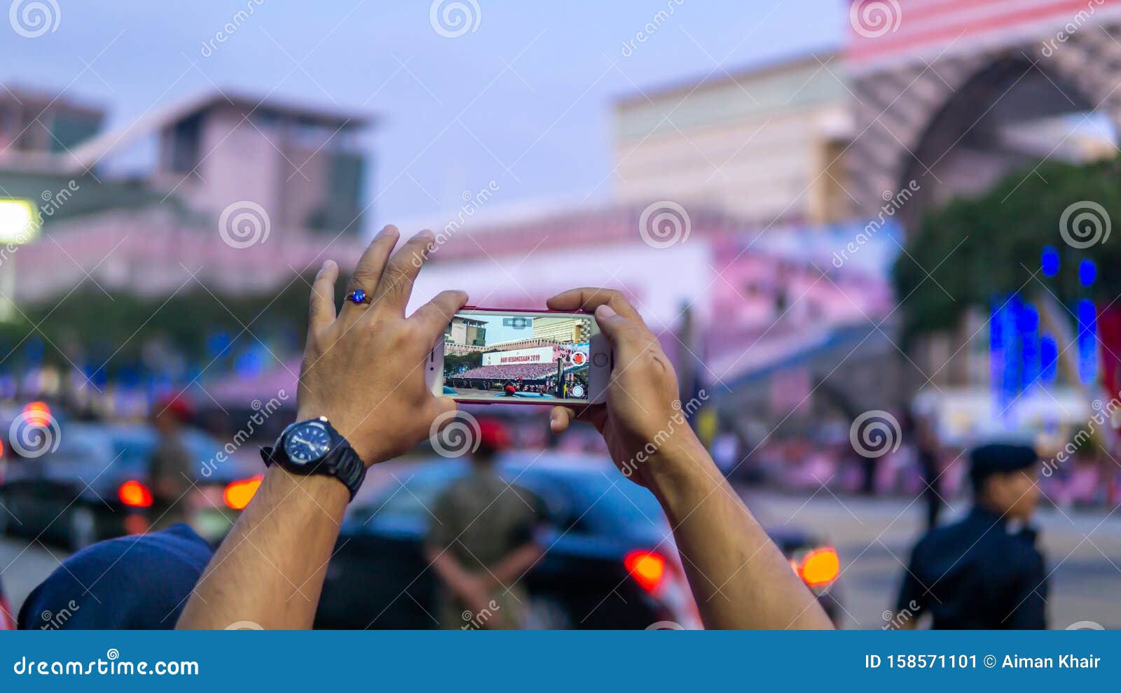 Unidentified Man Taking a Picture Using Smartphone Camera Stock Image ...
