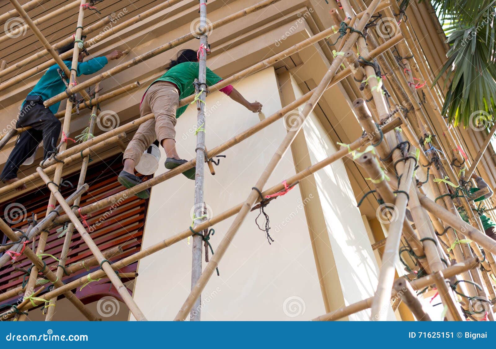 Unidentified Painter on Scaffolding Doing Renovate for Architec Stock ...