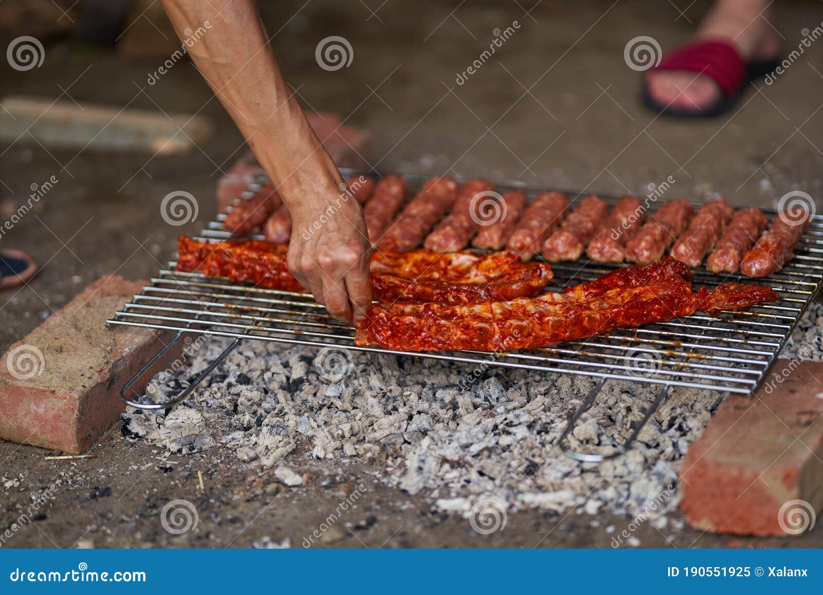 Making a barbecue stock image. Image of cooked, female - 190551925