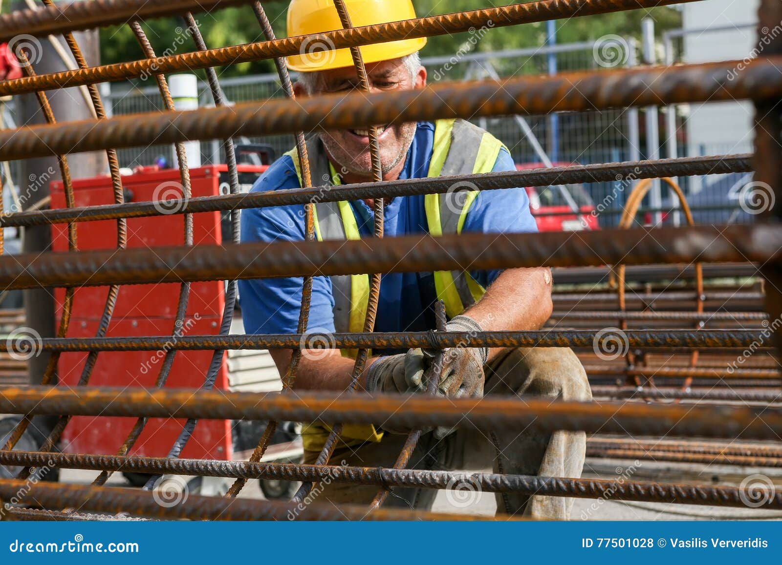 Unidentified Workers Working with Concrete Iron at a Construction Site ...