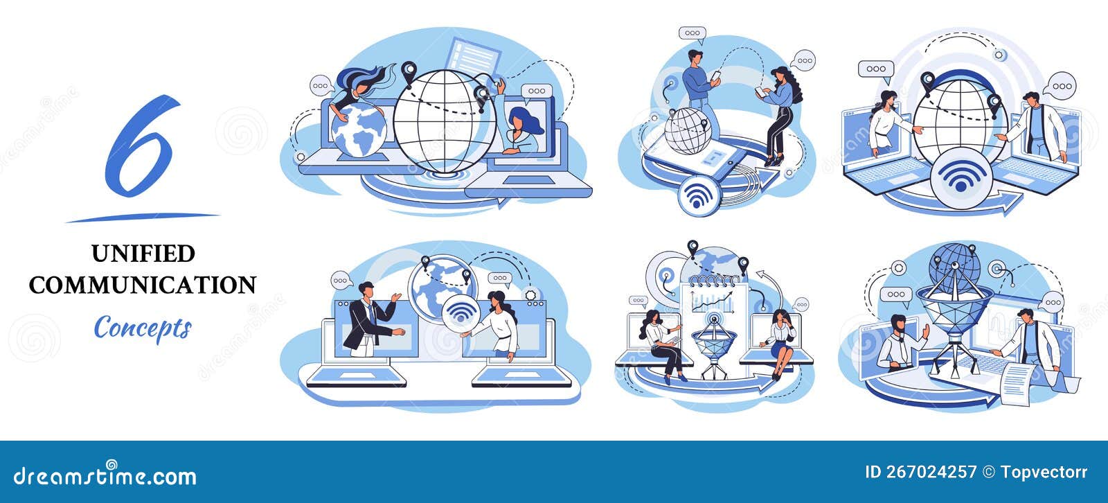 Unified Communication Concept Metaphor. Characters Use Wireless ...