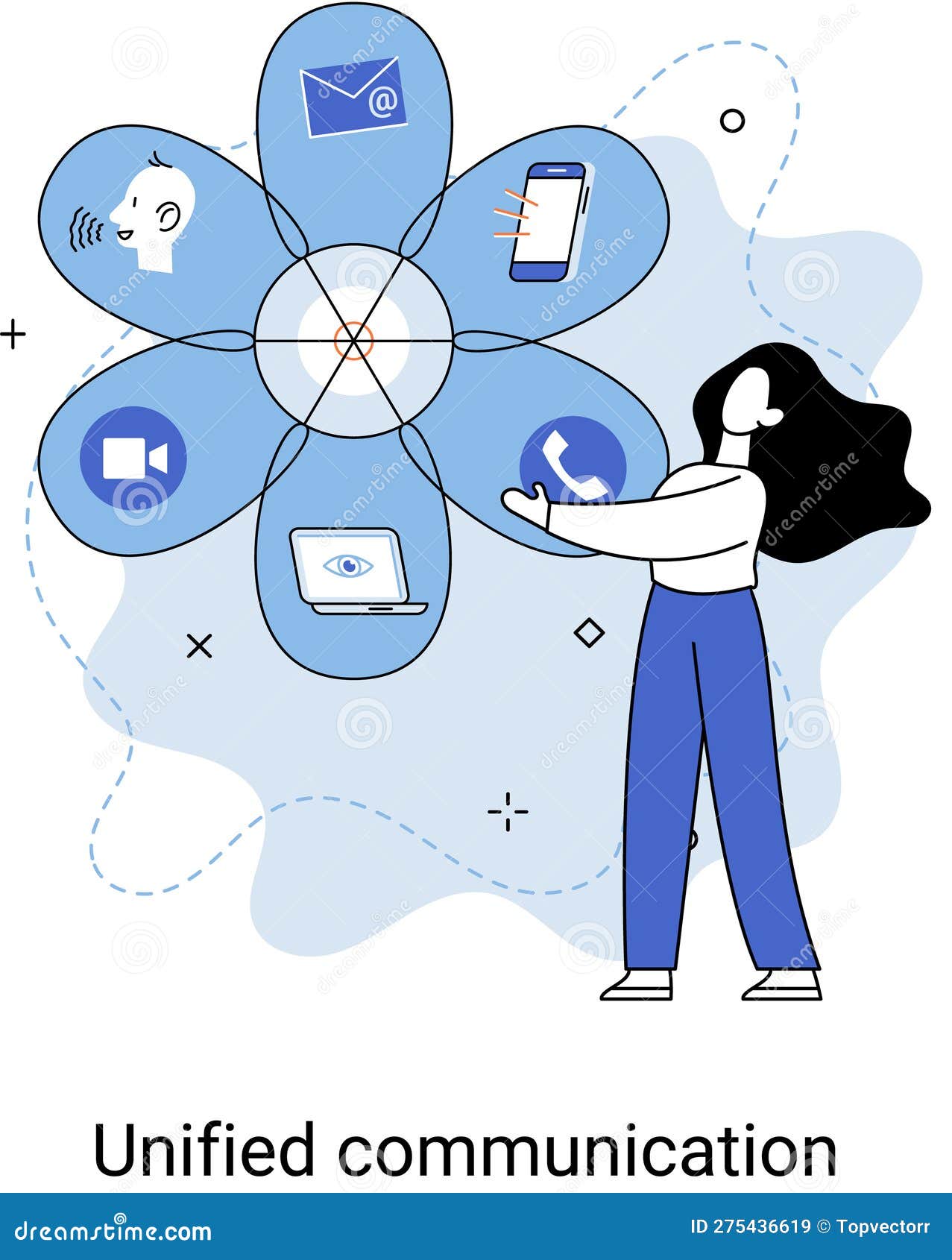 Unified Communication Concept Metaphor. Characters Use Wireless ...