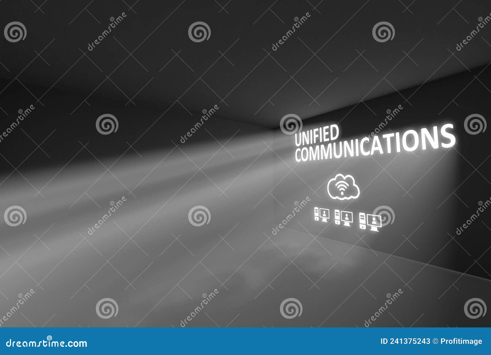 UNIFIED COMMUNICATIONS Rays Volume Light Concept 3d Stock Illustration ...