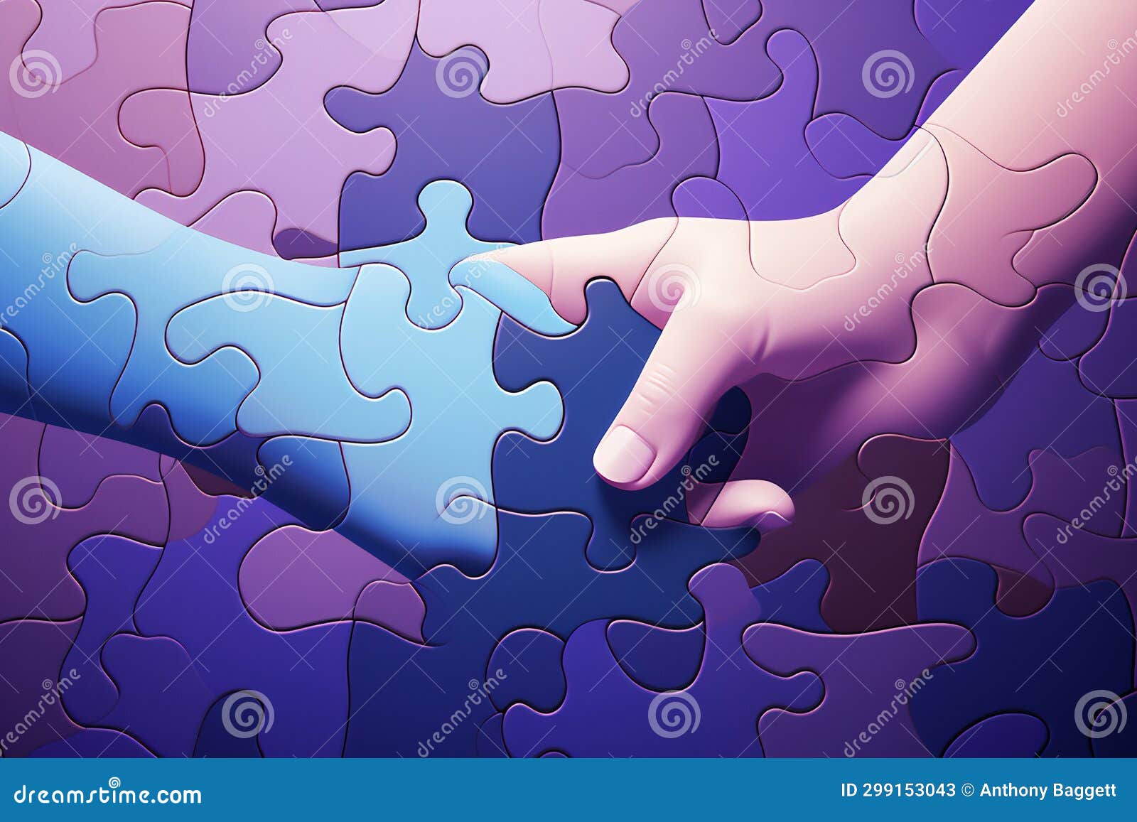 Unified Hands Collaborate on a Jigsaw Puzzle, Embodying Teamwork and ...