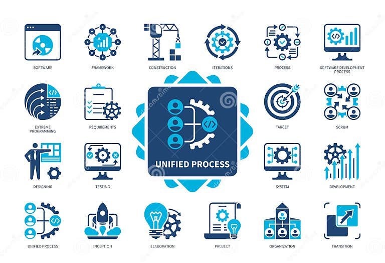 Unified Process Solid Icon Set Stock Illustration - Illustration of ...