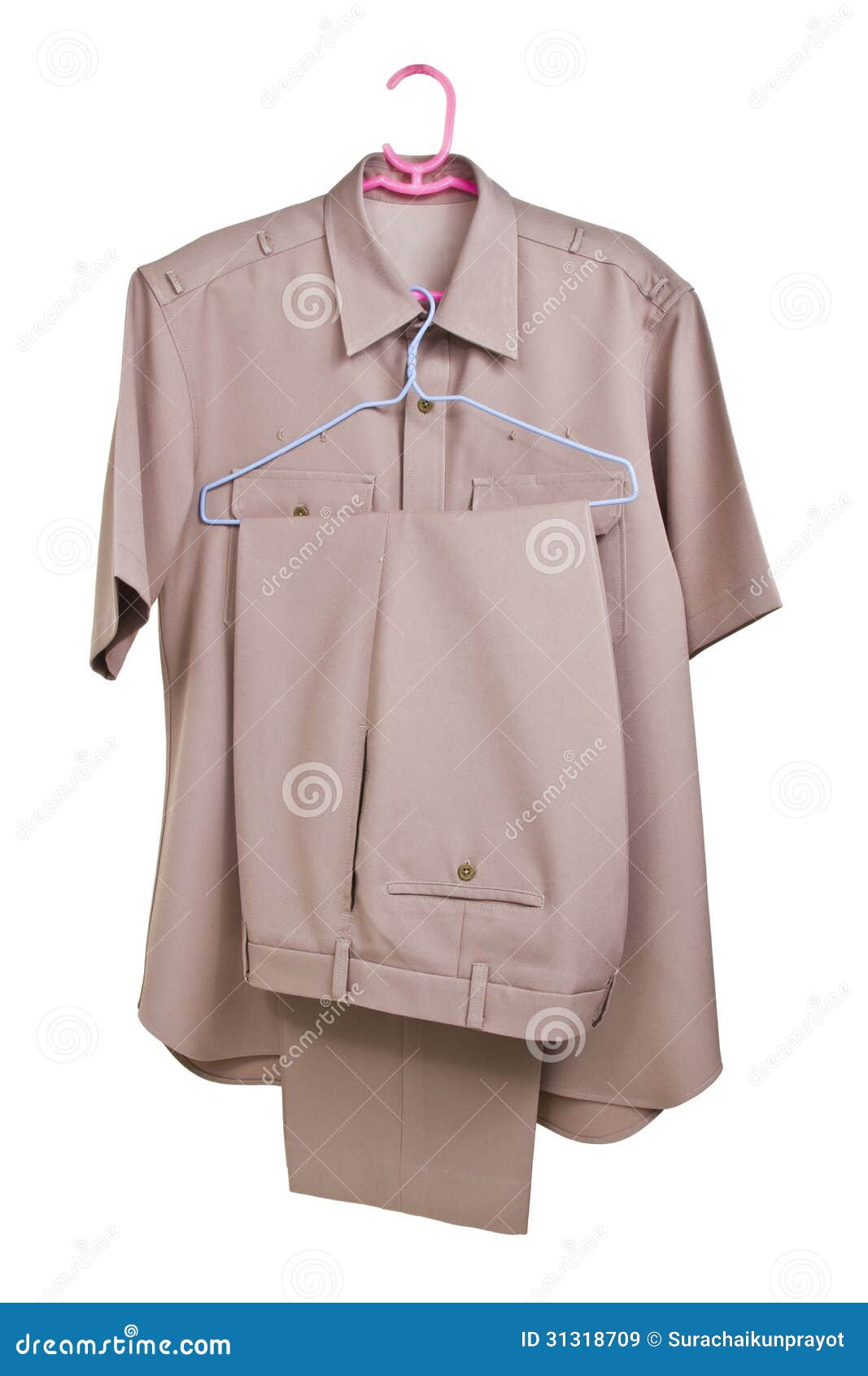 Uniforme Caqui Da Camisa No Fundo Branco Imagem de Stock - Imagem de ...