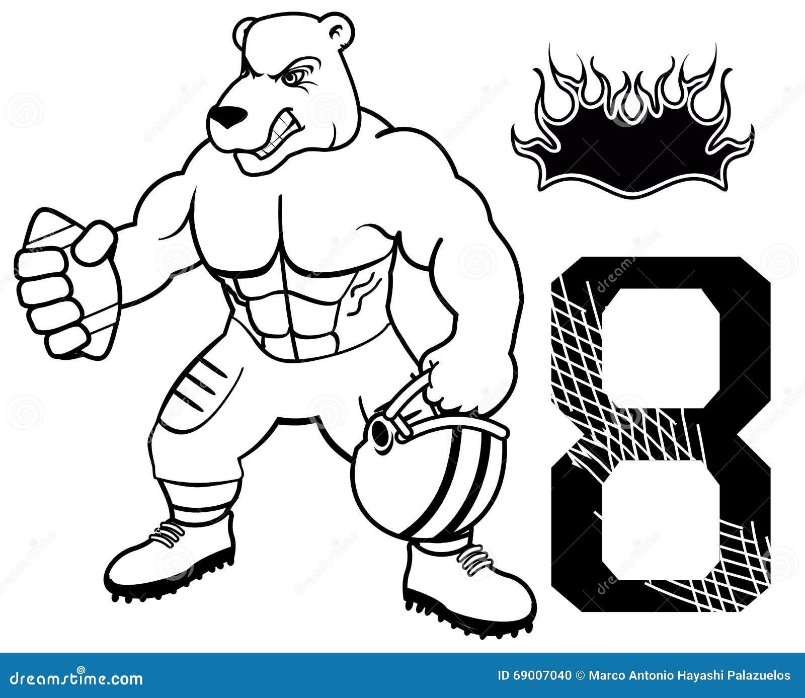 Uniforme Del Fútbol Americano Del Oso Del Músculo Ilustración Del Vector Ilustración De