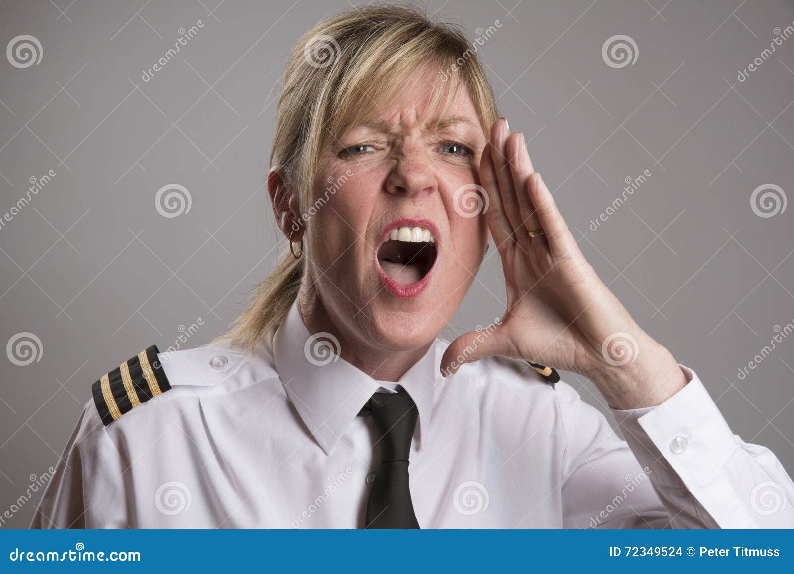 Uniformed Officer Shouting an Order Stock Photo - Image of orders ...