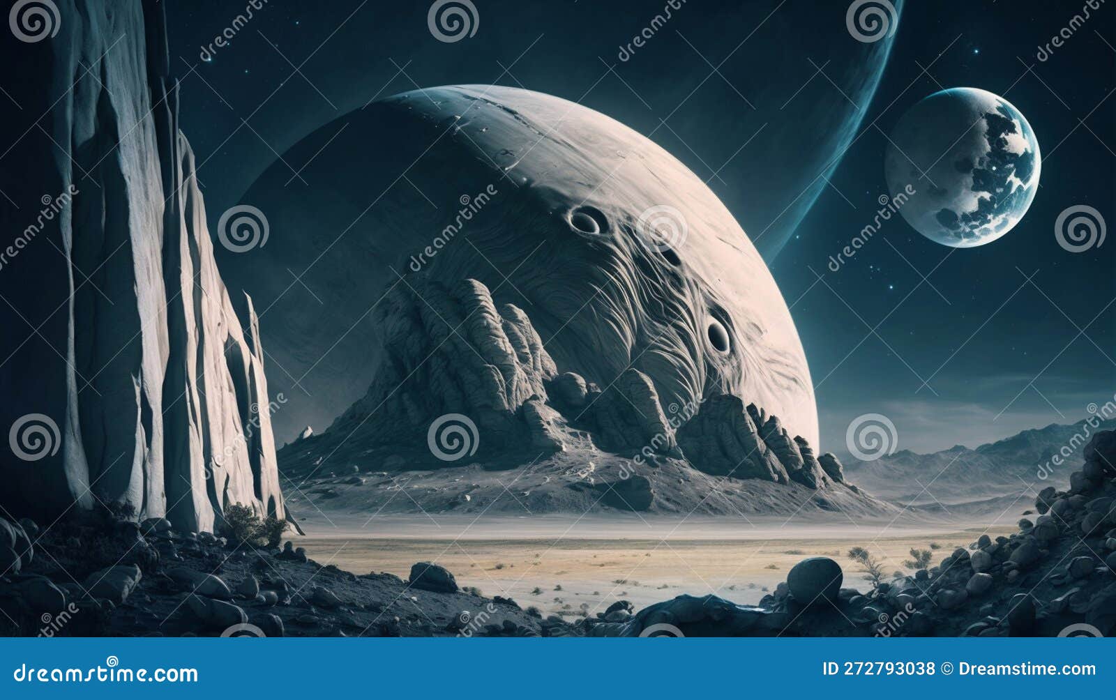 Uninhabited Planets in the Galaxy, Generative Ai Stock Illustration ...