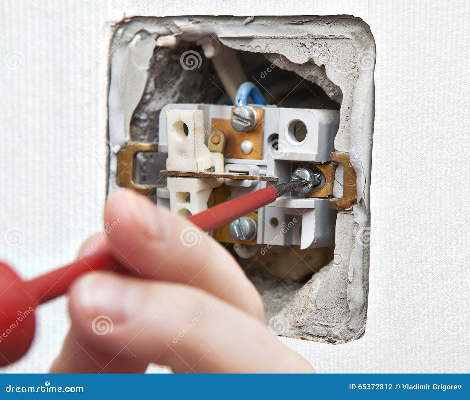 Uninstall the Old Light Switch, Closeup. Stock Photo - Image of fixing ...