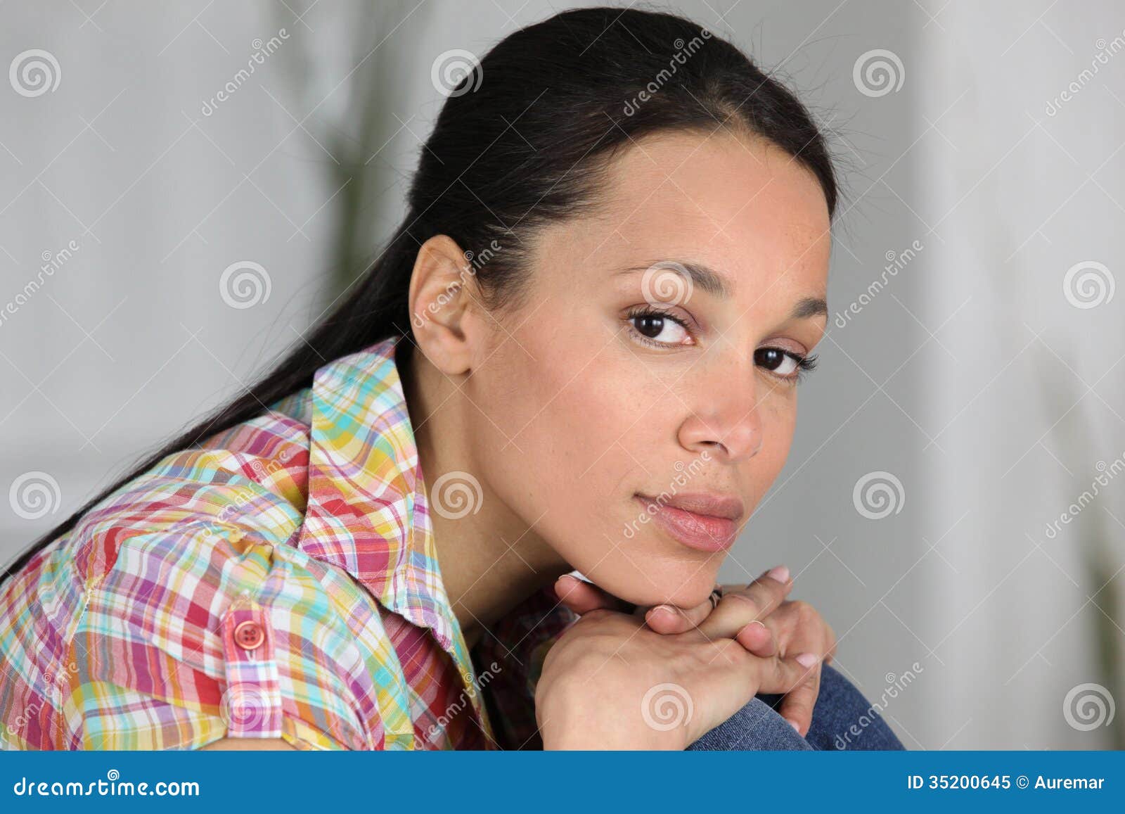 Uninterested brunette stock image. Image of troubled - 35200645
