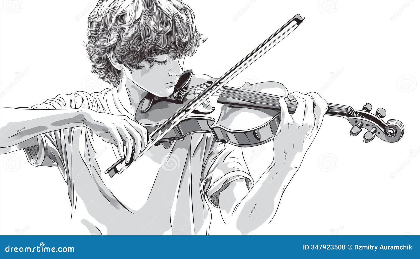 Uninterrupted Line Drawing of a Violinist in Concert Stock Photo ...