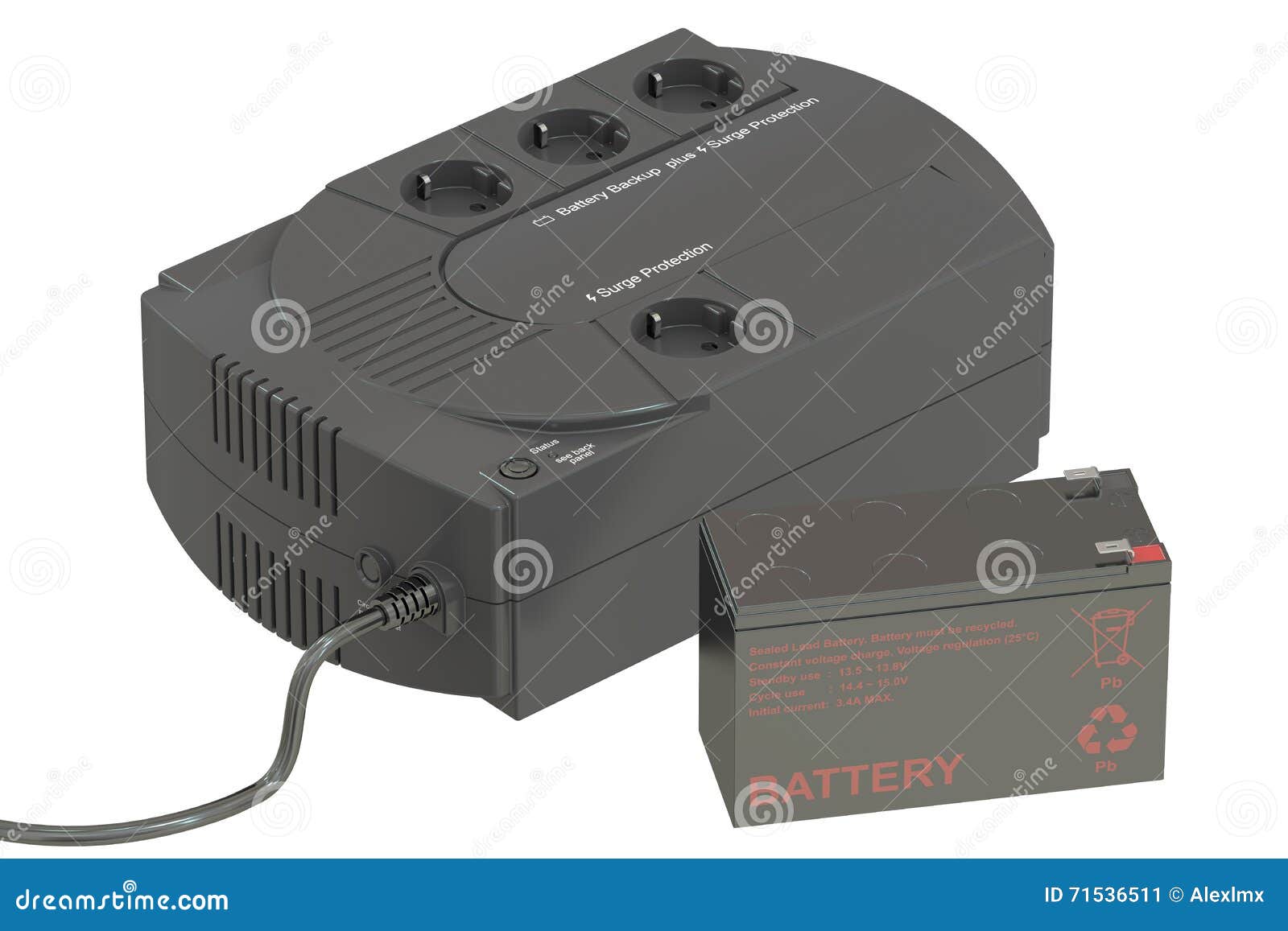 Uninterruptible Power Supply UPS with Battery. 3D Rendering Stock ...