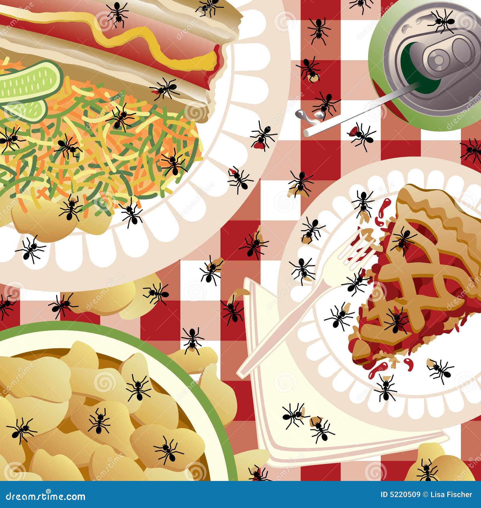 Uninvited Picnic Guests stock vector. Illustration of arthropod - 5220509