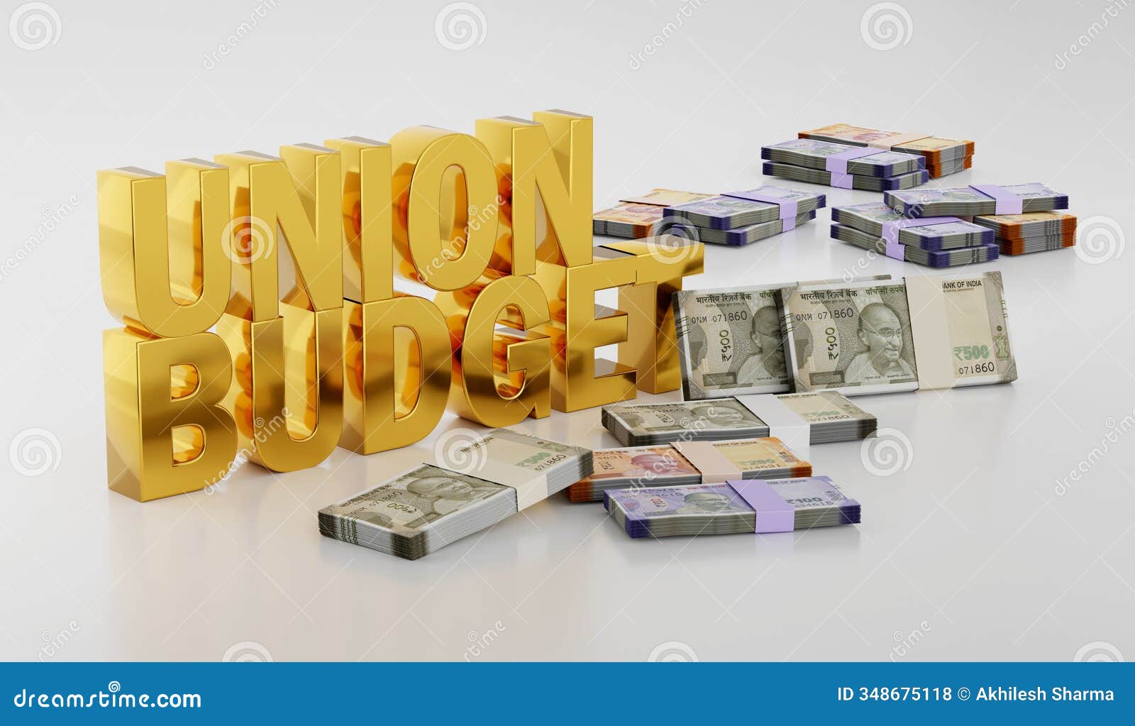 Union Budget Of India With Indian Currency Rupee Notes - 3D ...