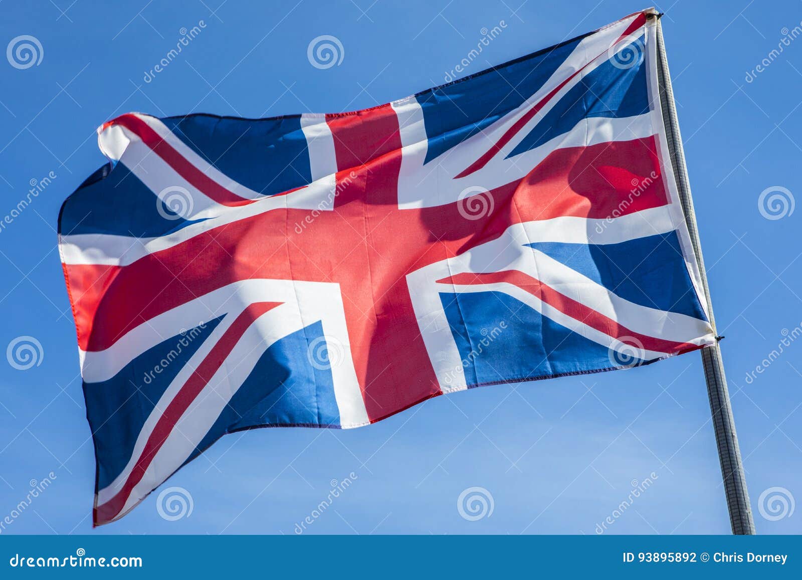 Union Flag Over a Clear Blue Sky Stock Photo - Image of sign, wales ...