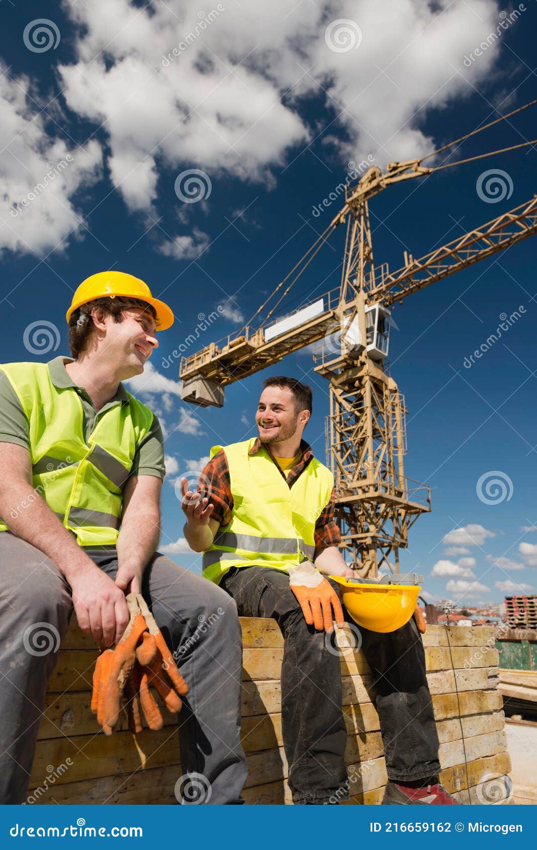 Union Guys at the Construction Site Stock Photo - Image of adult, sunny ...