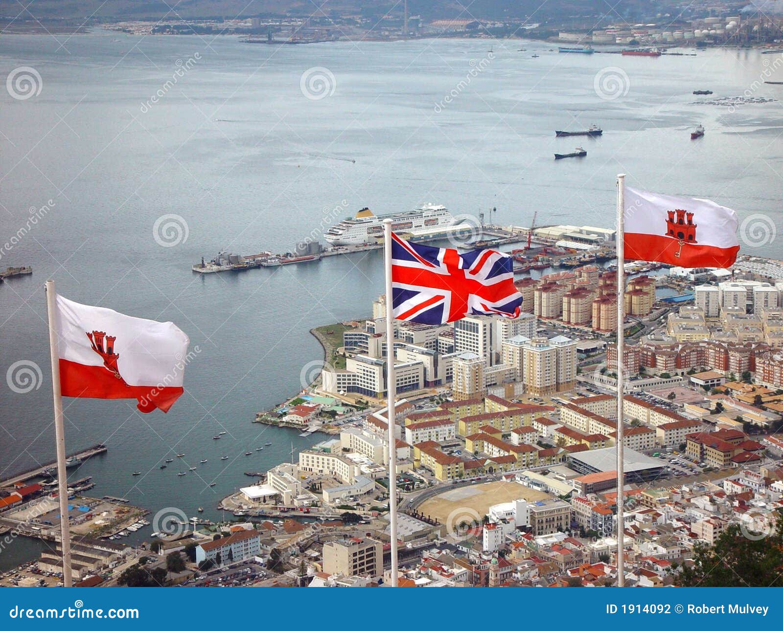 Union Jack & Gibralta Flags Over Gibralta Stock Photo - Image of ...