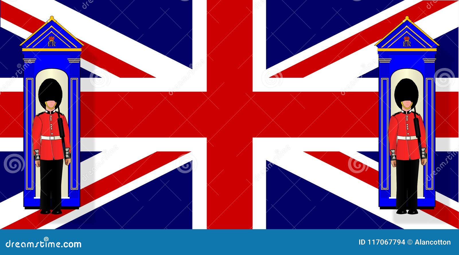 Union Jack with Guards and Guard Boxes Editorial Stock Image ...