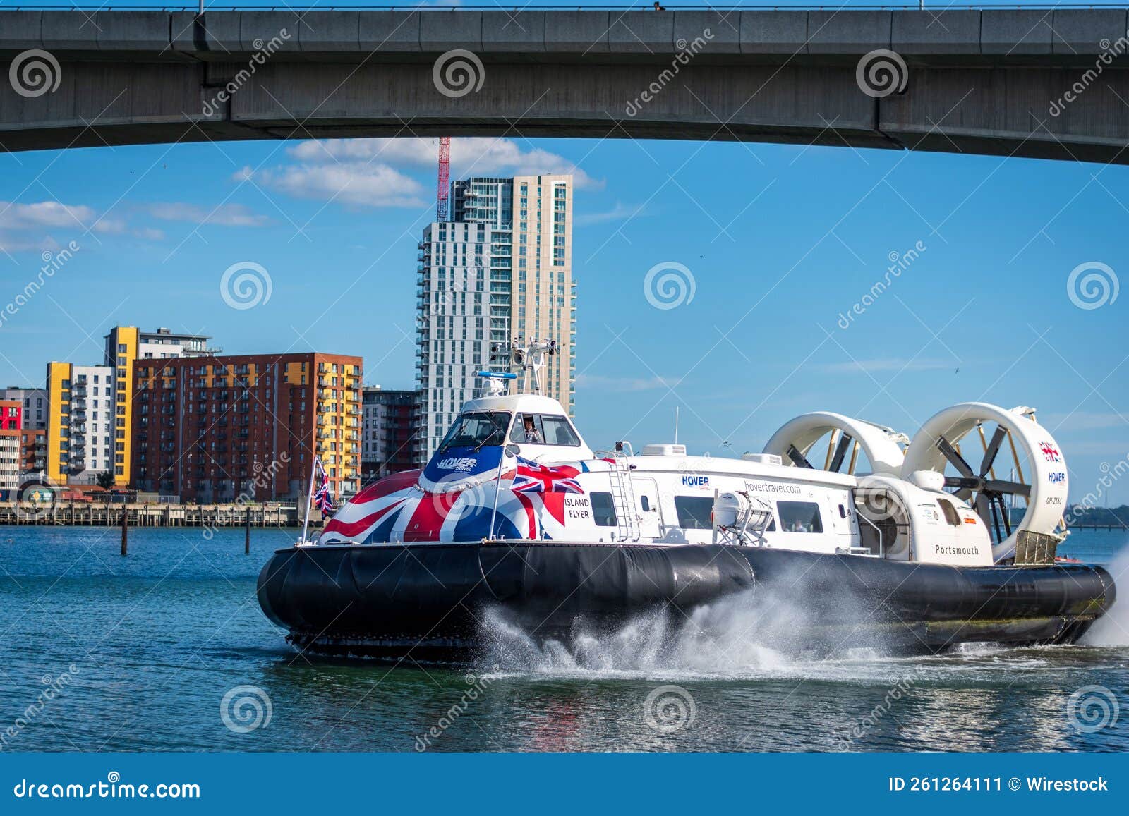 Union Jack Hovercraft in Southampton, Hampshire with Itchen Bridge in ...