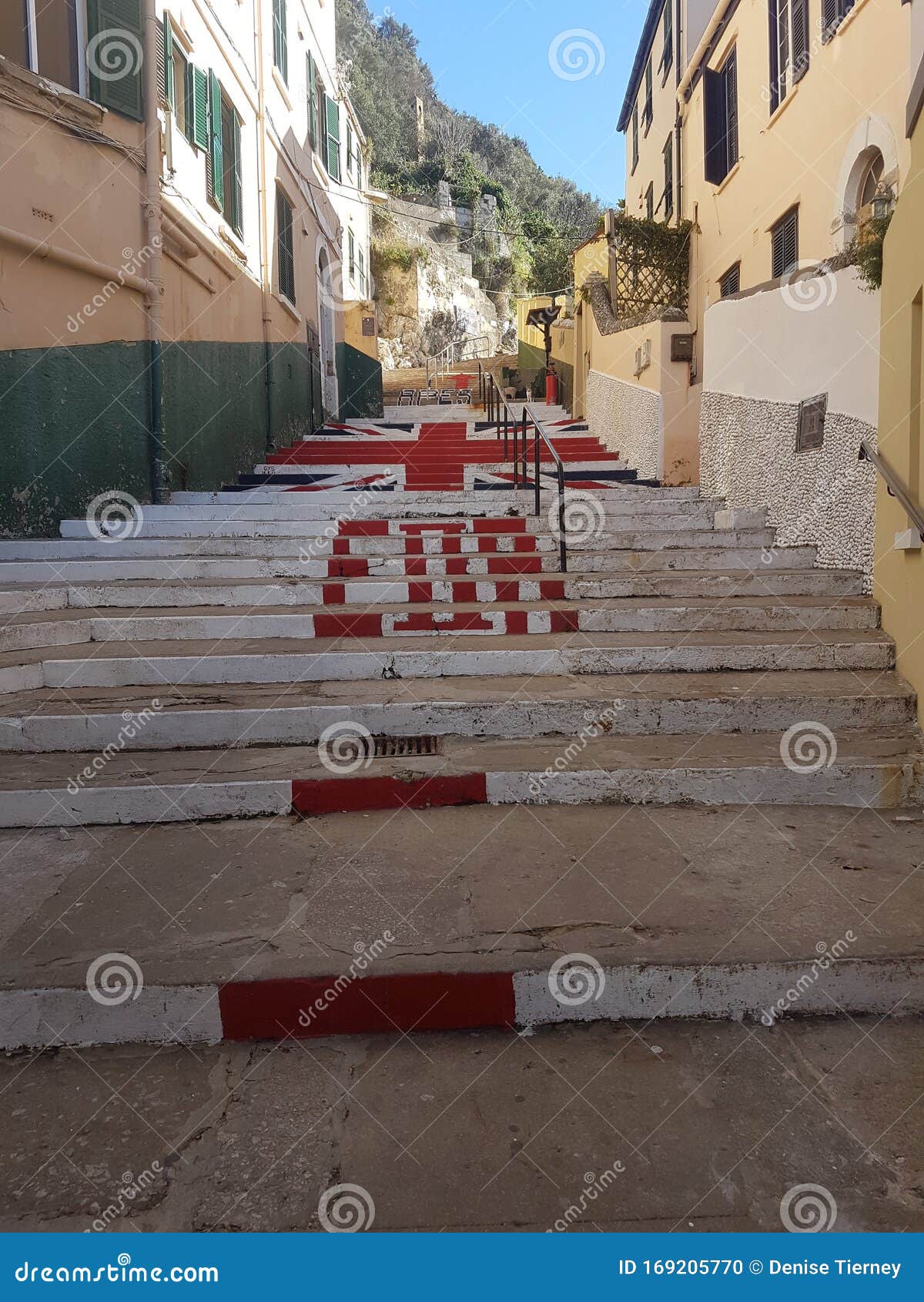 Union Jack on Path Steps in Gibraltar Stock Photo - Image of steps ...