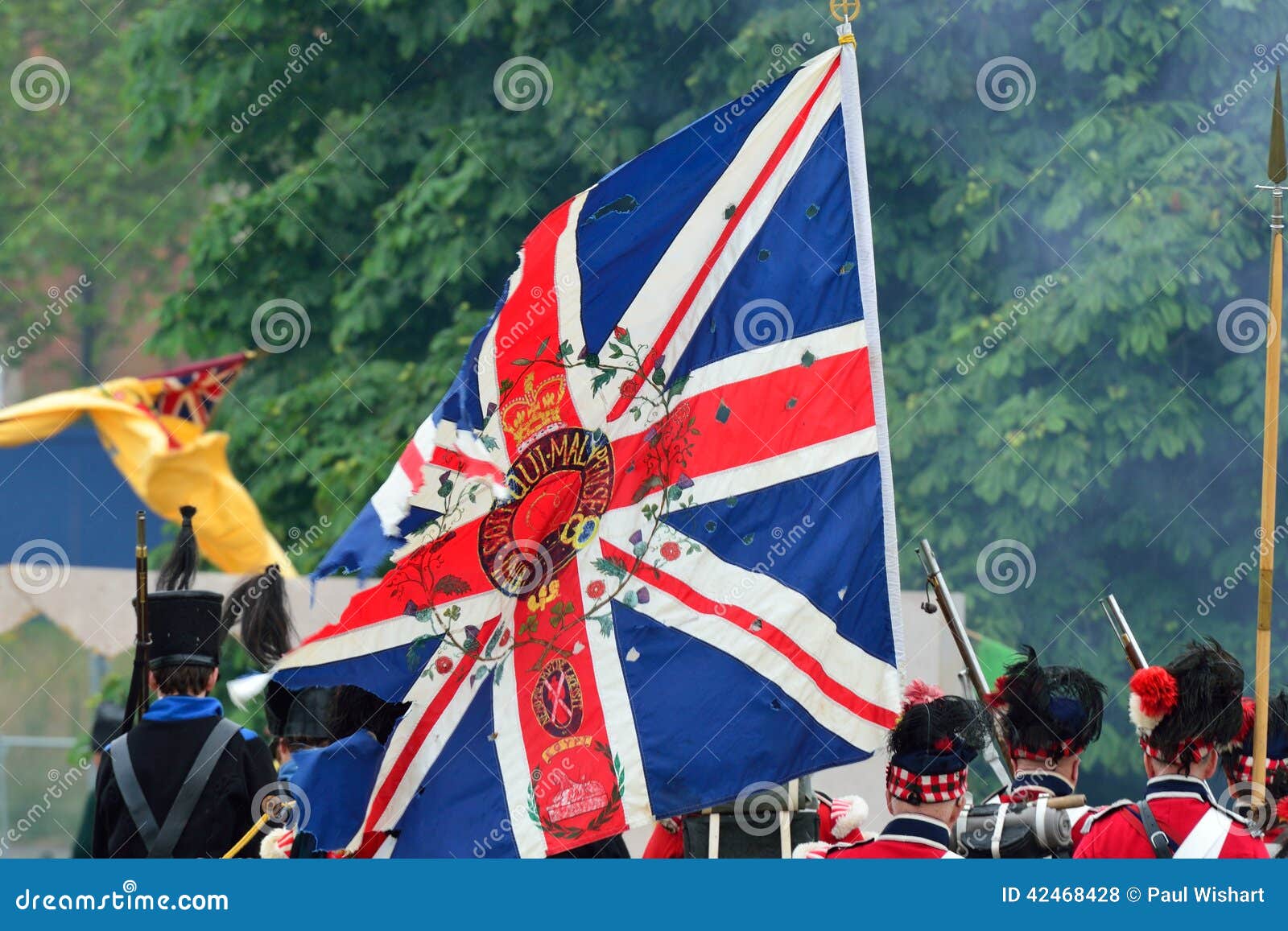 Union jack with soldiers editorial stock photo. Image of rifles - 42468428