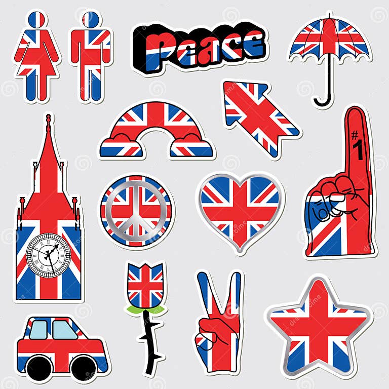 Union jack stickers stock vector. Illustration of symbol - 23017506