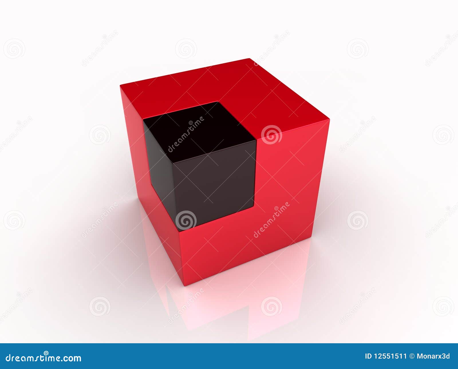 Union of Large and Small Cubes Stock Illustration - Illustration of ...