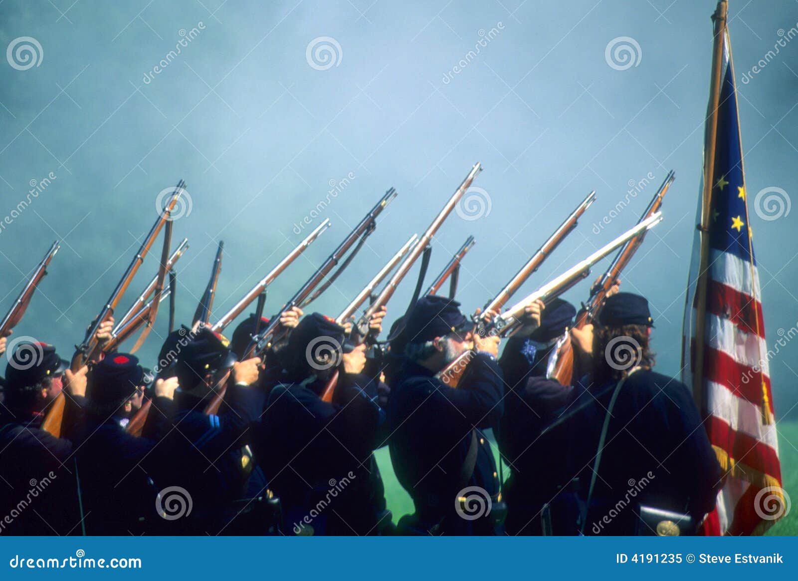 Union Line Preparing To Volley Fire Stock Image - Image of rifles ...