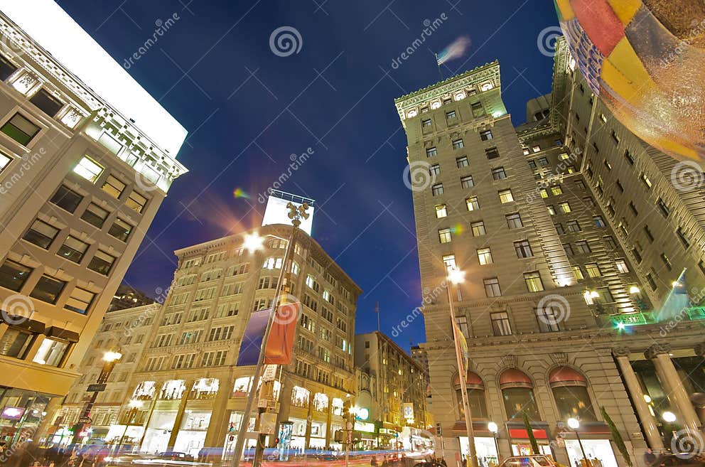 Union Square San Francisco at Night Stock Image - Image of city ...