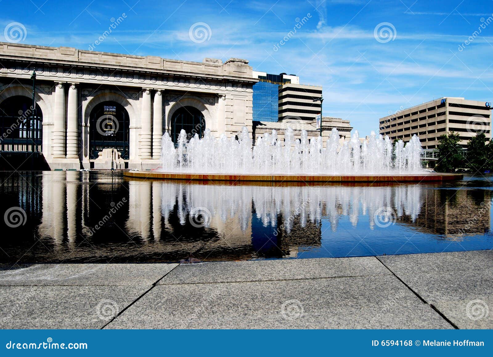 Union Station Reflection with Water Fountain Stock Photo - Image of ...